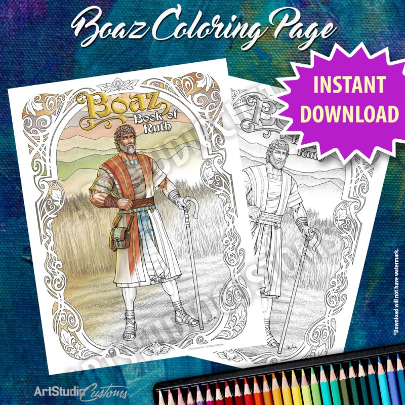 Printable Boaz Coloring Page, From The Old Testament, Black and White ...