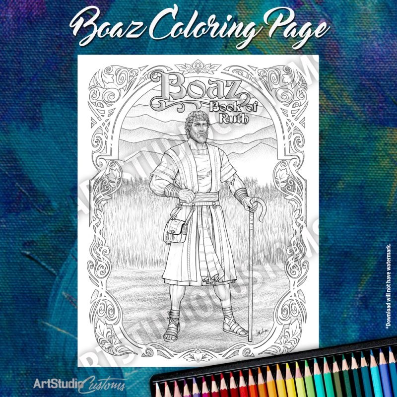 Printable Boaz Coloring Page, From The Old Testament, Black and White ...