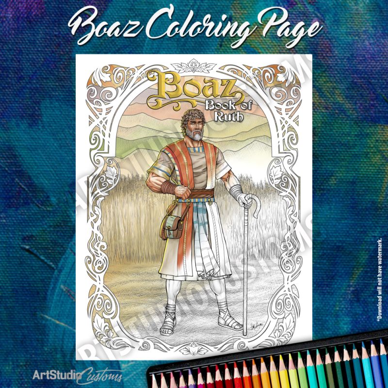 Printable Boaz Coloring Page, From The Old Testament, Black and White ...